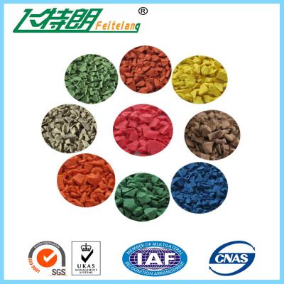 China Colored EPDM Rubber Granules 1-3mm for Outdoor Playground and Athletic Running Track 8-15mm Thickness for sale