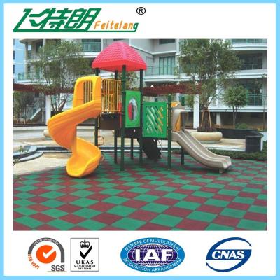 China Safety Kids Rubber Playground Mats 50x50x2cm EN1177 Recycled Rubber Flooring for sale