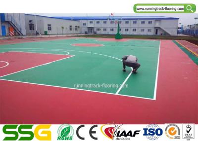 China Indoor Basketball Silicon PU Sports Flooring 8mm Stable Surfacing Material Red Green for sale