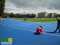 China 400m Self Knot Full PU Running Track Recycled Rubber Flooring for University for sale