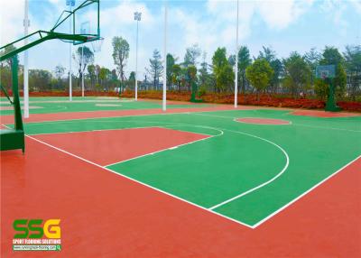China Multifunctional Silicon PU Sport Court Flooring 1.2-1.5 kg per sqm per mm Green Polyurethane Paint for sale