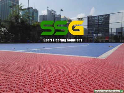 China PP Plastic Suspended Interlocking Rubber Floor Tiles 250x250x13mm for Basketball Court Flooring for sale