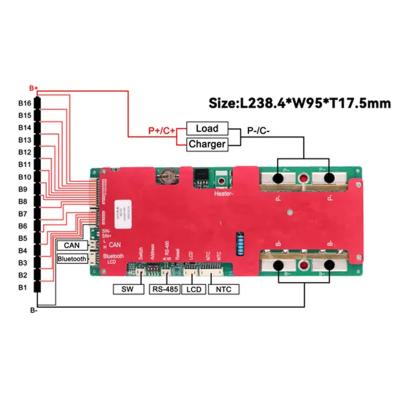 China BMS LiFePO4 6s 8s 16s 24V 48V 100A 200A Smart BMS Battery Management System for Lithium Ion Battery Pack for sale
