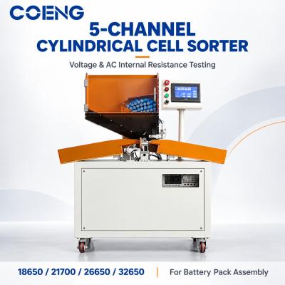 China COENG 5-Channel Cylindrical Cell Sorting Machine for 18650 and 21700 Voltage & IR Testing for sale