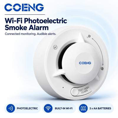 China COENG Wi-Fi Photoelectric Smoke Alarm with AA Battery Power for sale