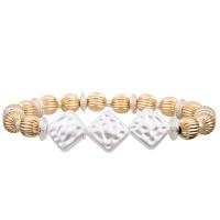 China Factory supplied Gold fashin metallic feeling Gold Silver Beads Mix Square Baroque Glass Pearl Handmade Beads Bracelets for sale