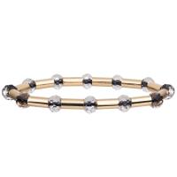 China 2023 New Style Gold Brass Shiny Tube With Multi Color Faced Crystal Stretchy Handmade Beads Bracelets for sale