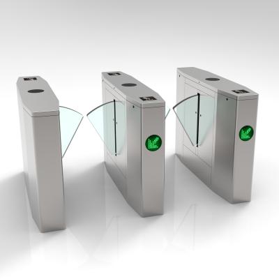 China Automatic Security Waist High Turnstile 1200mm Optical Flap Barrier Gate 0.6s Opening for sale