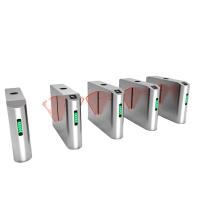 China Traffic Waist High Turnstile with Brush Motor 24V DC Flap Barrier Fingerprint Door Access 30 Person per Minute for sale