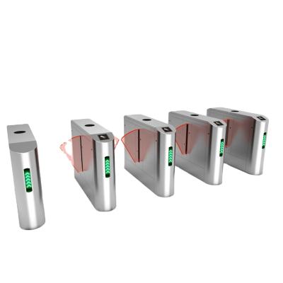 China Traffic Waist High Turnstile with Brush Motor 24V DC Flap Barrier Fingerprint Door Access 30 Person per Minute for sale