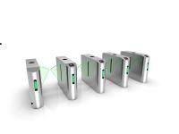 China Traffic Waist High Turnstile with Brush Motor 24V DC Flap Barrier Fingerprint Door Access 30 Person per Minute for sale