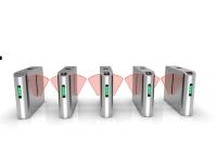 China Traffic Waist High Turnstile with Brush Motor 24V DC Flap Barrier Fingerprint Door Access 30 Person per Minute for sale