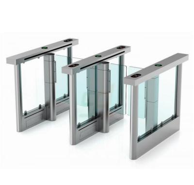 China Stainless Steel Swing Barrier Gate 600mm DC24V Motor Supermarket Entrance Turnstile ISO9001 for sale