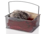 China Rectangular 370mm Lengh 250mm Width Wire Mesh Storage Baskets With Handle for sale