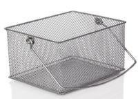 China Rectangular 370mm Lengh 250mm Width Wire Mesh Storage Baskets With Handle for sale