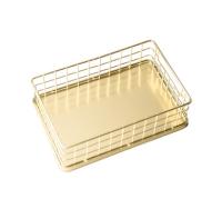 China Dresser And Cosmetics Metal Mesh Basket Golden Base for sale