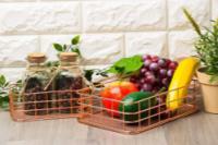 China Golden Grid Electroplate Wire Mesh Storage Baskets For Makeup Chicken Food for sale