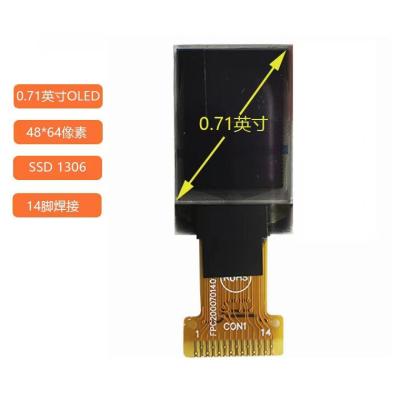China 0.71 Inch PMOLED Display Module , 48x64 Resolution, 14 Pins IIC Interface ,  Driving IC SSD1306 for sale
