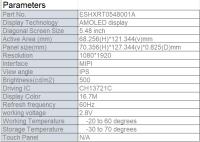 China 5.48 Inch AMOLED Display Module with 1080×1920 Resolution and 500 cd/m2 Brightness for sale