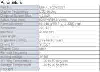 China 4.2 Inch MONO LCD Display with 300 x 400 Resolution and 4 Lane SPI Interface for Household Appliances for sale