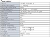 China 8 Inch TFT Display Module with 800x1280 Resolution and MIPI 4T Interface for Car Monitor Use for sale