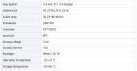China 2.4 Inch 240x320 Dots RGB TFT LCD Display Screen with SPI MIPI MCU Interface and ST7789V2 Driver for sale
