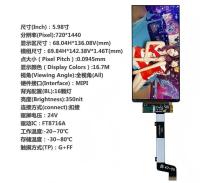 China 5.98 Inch IPS TFT LCD Module with 720x1440 Resolution and 350nit Brightness for Security Screen for sale