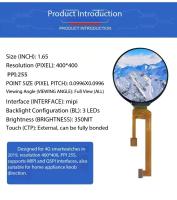 China 1.65 Inch Round IPS TFT Color Display with 400x400 Resolution and 350nit Brightness for Smart Home Appliances for sale