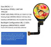 China 1.1 Inch Round IPS TFT Color Display with 240x240 Resolution and 400nit Brightness 4SPI interface Driver IC GC9A01 home appliances for sale