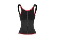 China Black Red 6X Workout Waist Trainer Vest Zipper Sweat Vests For Weight Loss for sale