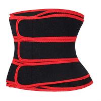 China Latex Free Waist Trainer With 3 Straps Red Stomach Slimmer Belt for sale