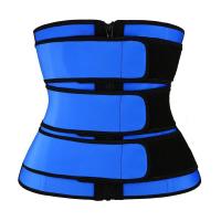 China YKK Zipper 3 Belts Waist Trainer Blue Plus Size Waist Trainer For Lower Belly for sale
