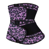 China Purple Leopard Latex Zipper Waist Trainer Double Strap Plus Size Underbust Corset for sale