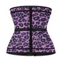 China Purple Leopard Latex Zipper Waist Trainer Double Strap Plus Size Underbust Corset for sale