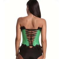 China Green Sexy 3XL Bustier And Corset Lace Up Corset Waist Trainer for sale