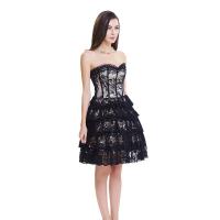 China Grey 9 Bones Floral Lace Bustier And Corset Dress With Zipper for sale