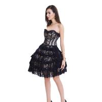 China Grey 9 Bones Floral Lace Bustier And Corset Dress With Zipper for sale
