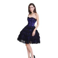 China Breathable Purple Black 2XL Bodycon Corset Mini Dress With Zipper for sale