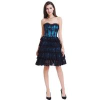 China Dark Blue Lace Bustier And Corset Plus Size Steel Boned Corset Dress for sale