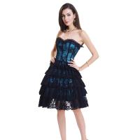 China Dark Blue Lace Bustier And Corset Plus Size Steel Boned Corset Dress for sale