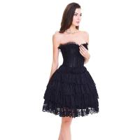 China Women'S Lacing Corset Top Satin Floral Boned Overbust Body Shaper Bustier Dress for sale