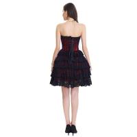 China OEM 9 Steel Boned Tight Lacing Corset Black Bustier Top Dress for sale