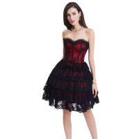 China OEM 9 Steel Boned Tight Lacing Corset Black Bustier Top Dress for sale