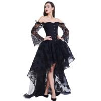 China Steampunk 9 Steel Boned Black Lace Corset Dress S To 2XL Size for sale