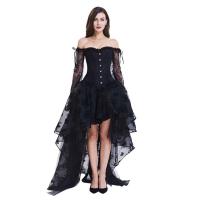 China Steampunk 9 Steel Boned Black Lace Corset Dress S To 2XL Size for sale