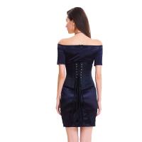 China Polyester 2XL Embroidered Corset Bandage Dress Black And Purple for sale