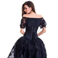 China Polyester 2XL Embroidered Corset Bandage Dress Black And Purple for sale