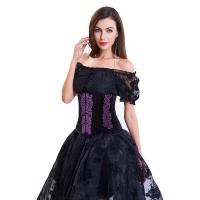 China Polyester 2XL Embroidered Corset Bandage Dress Black And Purple for sale