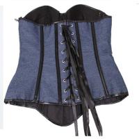 China 2XL Blue Overbust Steel Bone Bustier And Corset For Weight Loss for sale