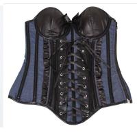 China 2XL Blue Overbust Steel Bone Bustier And Corset For Weight Loss for sale